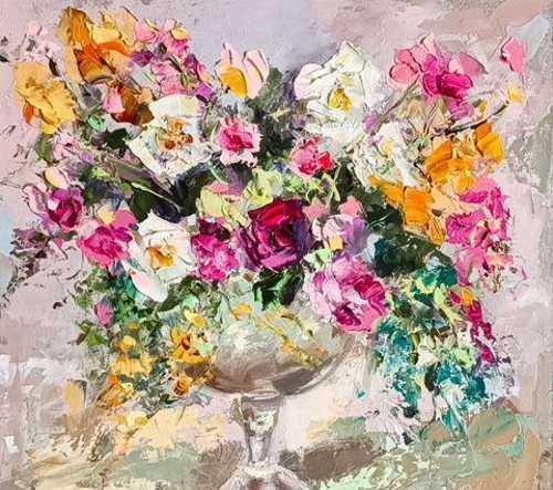 Картина маслом полевые цветы картина цветы в вазе