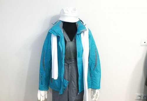 Зимний лыжный костюм женский голубой серый 44 р
