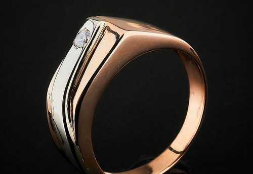 Перстень из комбинированного золота с фианитом