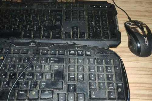 Игровая клавиатура 2 шт, наушники и мышь