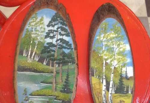 Картина на срезе дерева, Урал