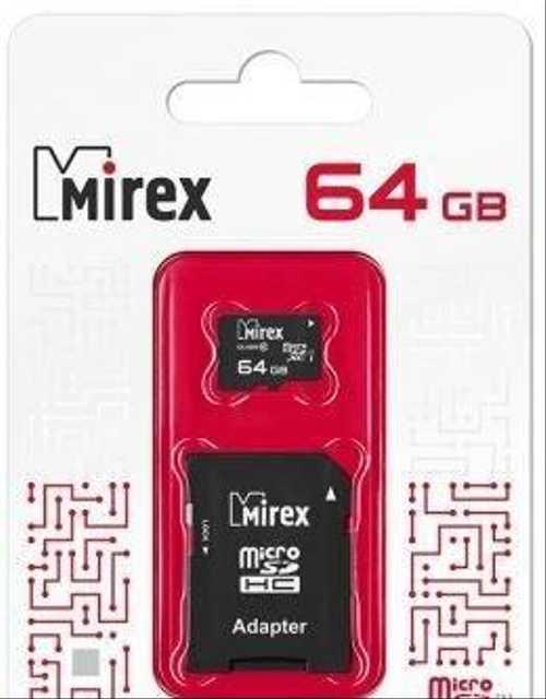 Карта памяти mirex micro sdxc 64Gb (UHS-I, Class 1