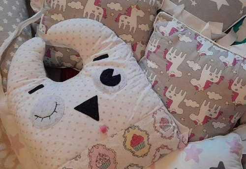 Бортики в детскую кроватку+одеяло с простынью