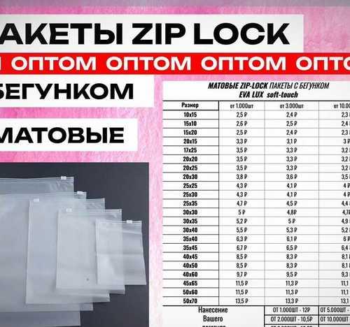 Zip lock / пакеты зип лок с бегунком