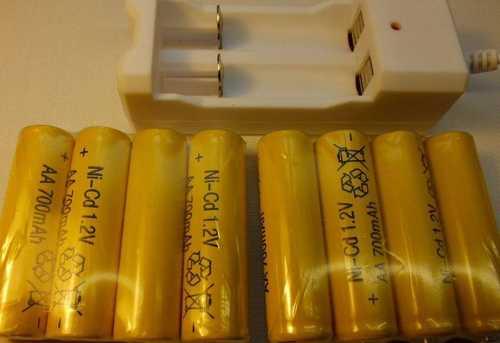 АКБ батарейка 8 штук аа 700 мAh 1.2V и зарядное