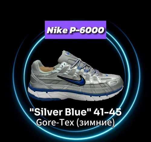 Зимние Nike P-6000 "Silver Blue" термо 41-45