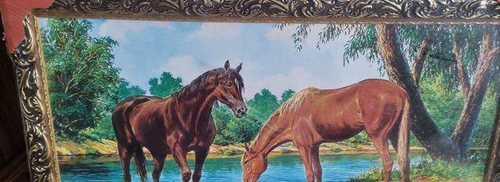 Картины в ассортименте, цветы, лошади