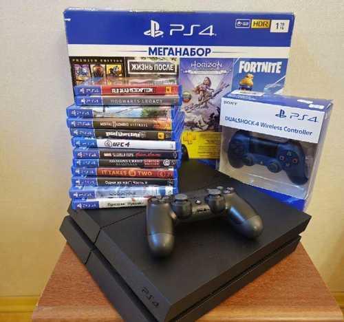 Sony playstation 4 ps4 slim 1000gb с играми