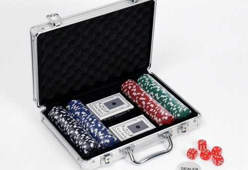 Покер в металлическом кейсе фишки 200 шт