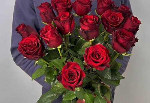 Букет из 15 крупных, Эквадорских, красных роз