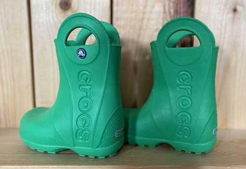 Crocs Handle It Rain Boot C7 зеленые и розовые