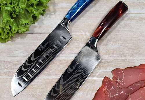 Нож кухонный Santoku Classic ст.AUS8 (микс) (корич