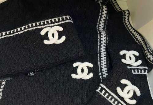 Шапочка шарф перчатки Chanel