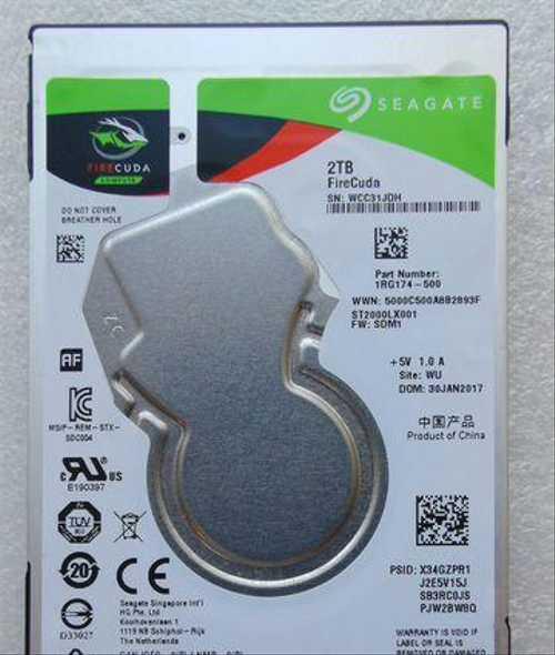 Seagate 2.5" FireCuda 2TB + SSD кэш 8GB SATA III