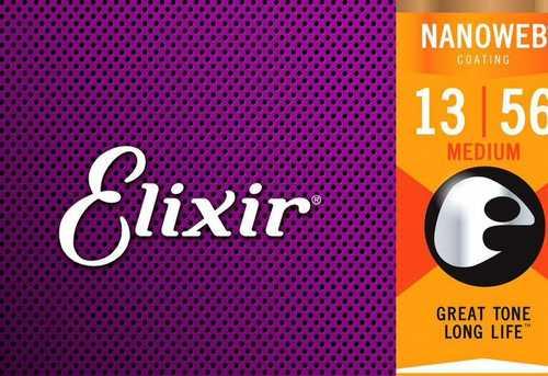 Струны для гитары Elixir 16102 NanoWeb Medium 13-5