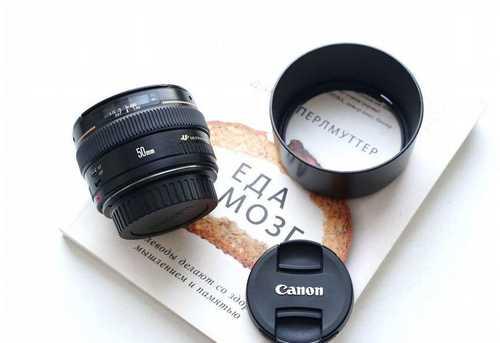 Объектив Canon EF 50mm f1.4 USM + новая бленда