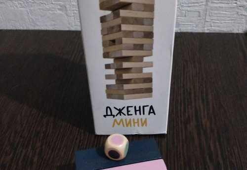 Дженга цветная с кубиком, мини
