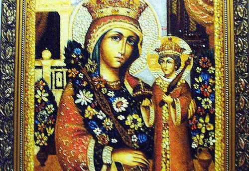 Икона из натурального янтаря - Богородица Неувяда