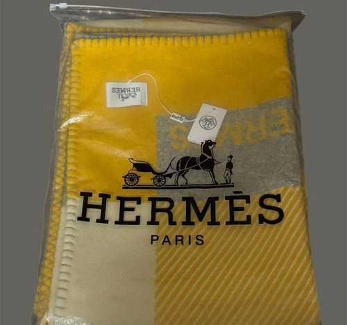 Желтый шерстяной плед Hermes