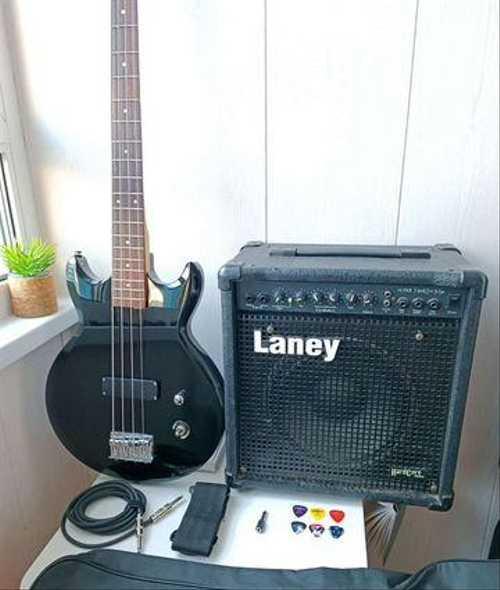 Бас гитара Ibanez + бас комбо Laney 30вт +к-т