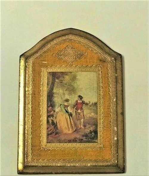 Антикварная флорентийская картина панно интерьер