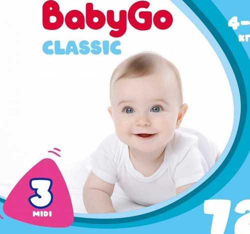 Подгузники baby go 72 шт. M 4-11кг