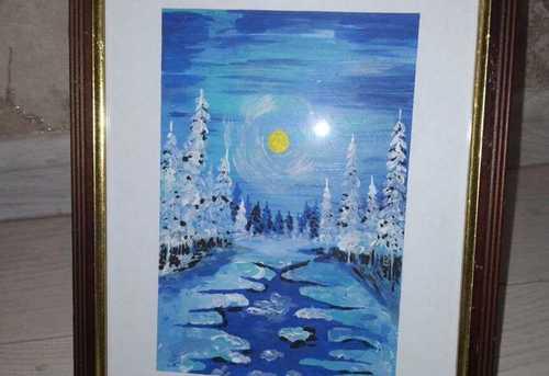Картина акрилом Зимняя ночь