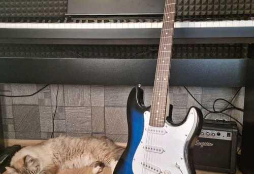 Электрогитара Stratocaster синяя для обучения