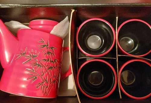 Чайный набор с иероглифами (красного цвета)