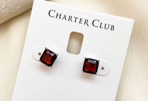 Новые серьги Charter Club пусеты бордовые