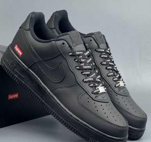 Кроссовки Nike Air Force 1 Черные Supreme