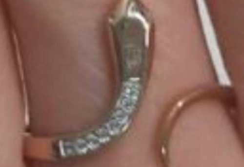 Золотое кольцо змейка с фианитами