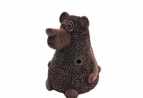 SB06 Свистулька большая Медведь, черная, Керамика