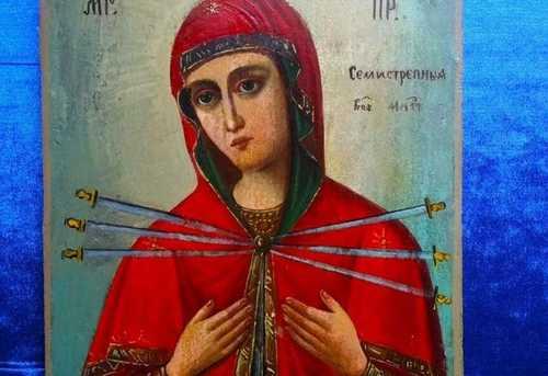 Икона старинная Богородица Семистрельная.19век