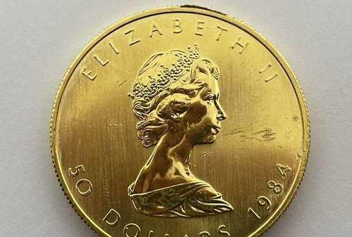 Золотая монета Кленовый Лист 31,1г 1984 год