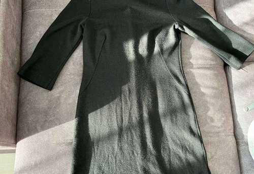 Чёрное шерстяное платье мини