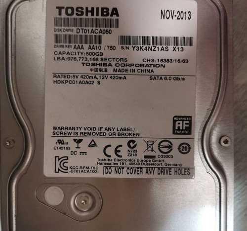 Жесткий диск 500 гб HDD 500 GB toshiba