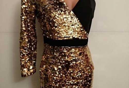 Платье золотое паетки