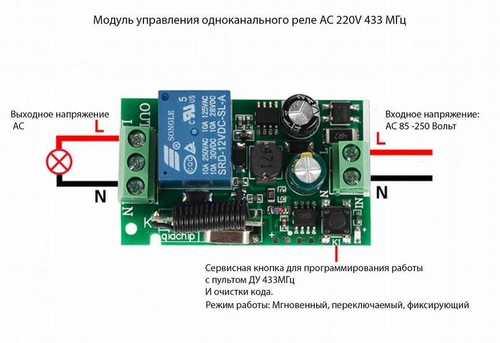 Радио реле 433 мГц 220 Вольт KR2201-4