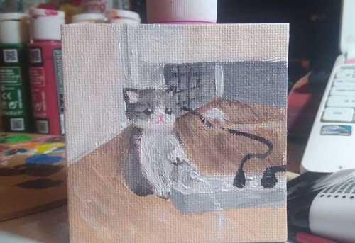 Картина с котом на магните