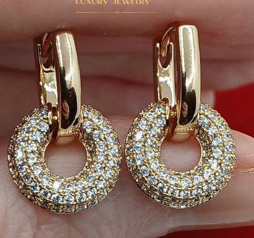 Серьги Jemia Luxe Gold с фианитами