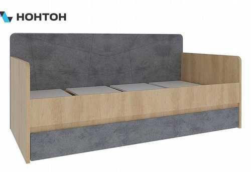 Кровать Киото дуб небраска / бетон темный