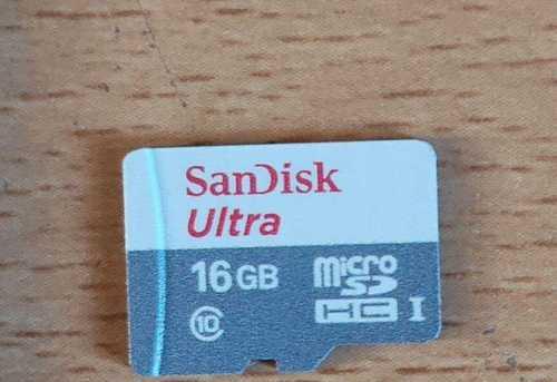 Карта памяти MicroSD 16 гб SunDisk