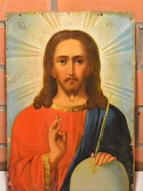 Икона старинная Иисус Христос