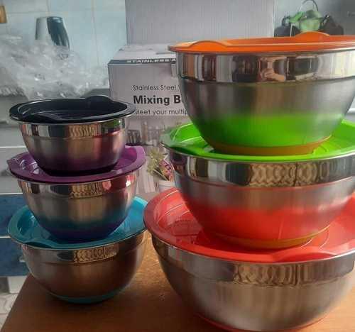 Миски из нержавейки с крышками