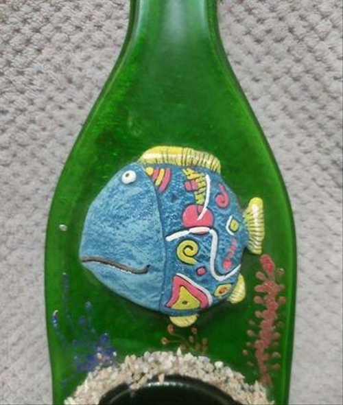 Декор на стену -бутылка с рыбкой