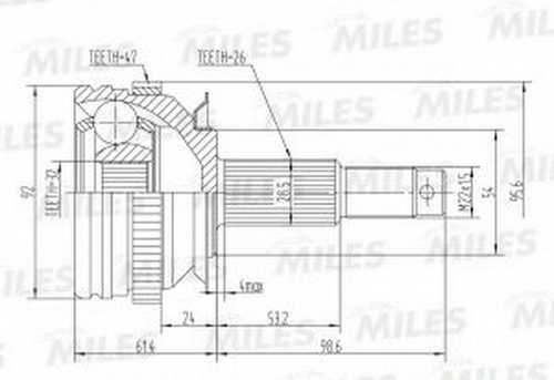 GA20534 Шрус наружний ком / кт chrysler voyager 95