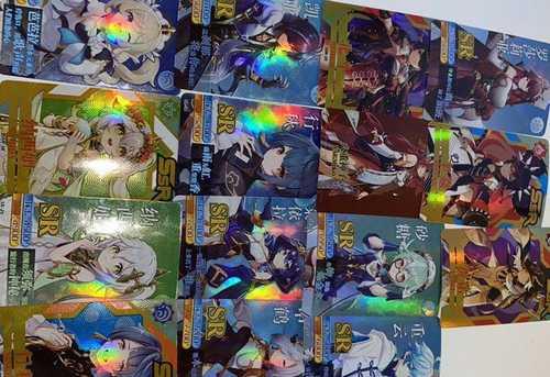 Карточки с аниме персонажами и геншином