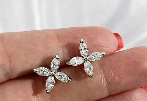 Серьги 2,4 карата бриллианты муассаниты