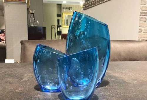 Итальянские вазы из муранского стекла (синия)